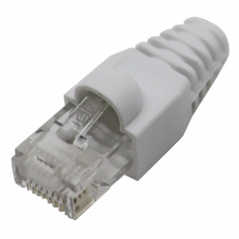 Conector RJ45 macho pasante UTP Cat 6 para cables de datos + Protector PVC
