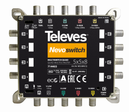 NevoSwitch equipped with 5 QUAD inputs and 8 outputs