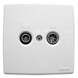 White Faceplate 2 connectors: TV/R-SAT