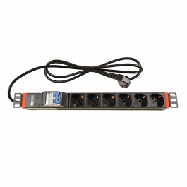 Regleta para Rack 19" 1U, con 6 enchufes schuko y disyuntor magnetotérmico